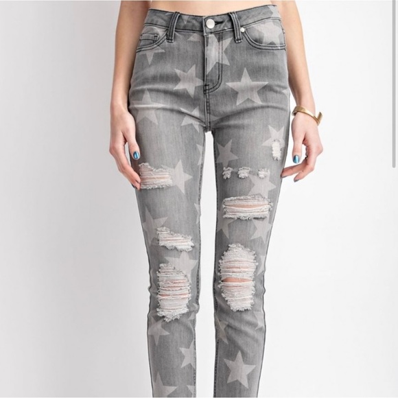 easel | Jeans | Easel Distressed Ripped Gray Star Jeans Small Never ...